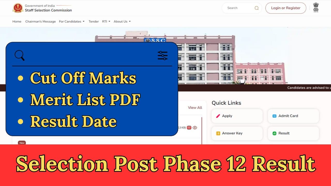 Ssc Phase 12 Result 2024 Selection Post Exam Cut Off
